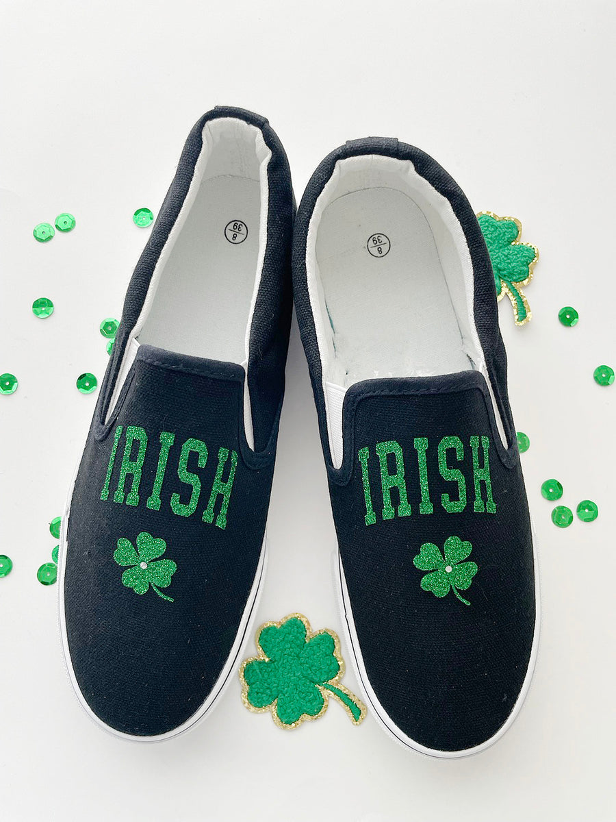 St. Patricks day shoes , glitter shamrock shoes - irish shoes - St. Pa ...